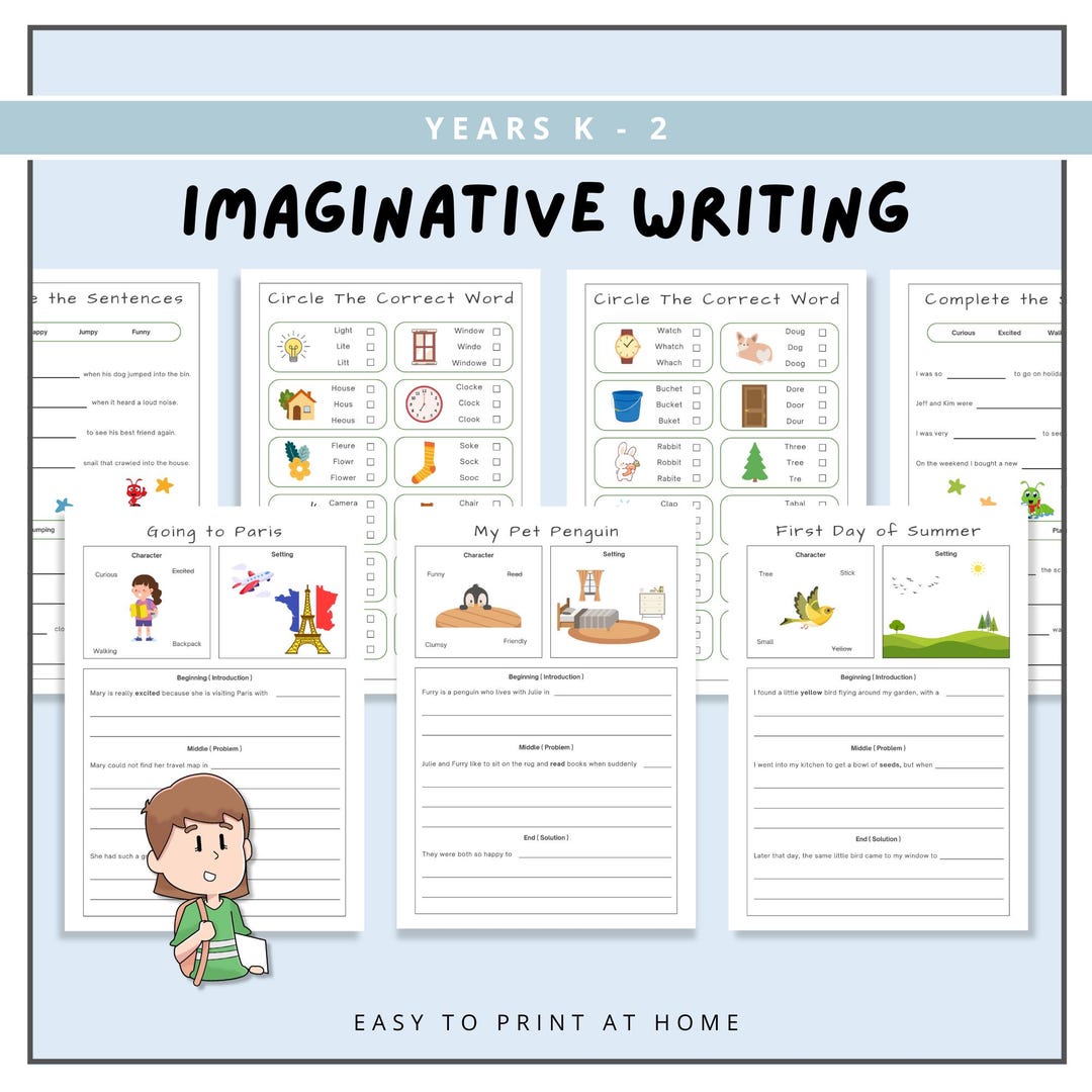 Imaginative Writing Bundle Worksheets, Grades K-2, Creative Writing ...