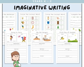Imaginative Writing Bundle Worksheets, Grades K-2, Creative Writing ...