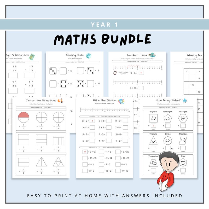 Grade 1 Maths Sheets - Etsy UK
