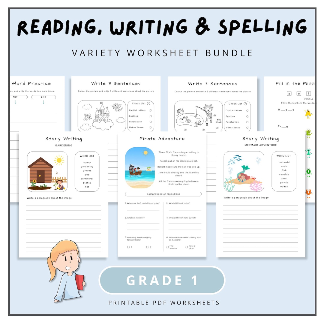 Reading Writing & Spelling Bundle, Year 1 Literacy Worksheets ...