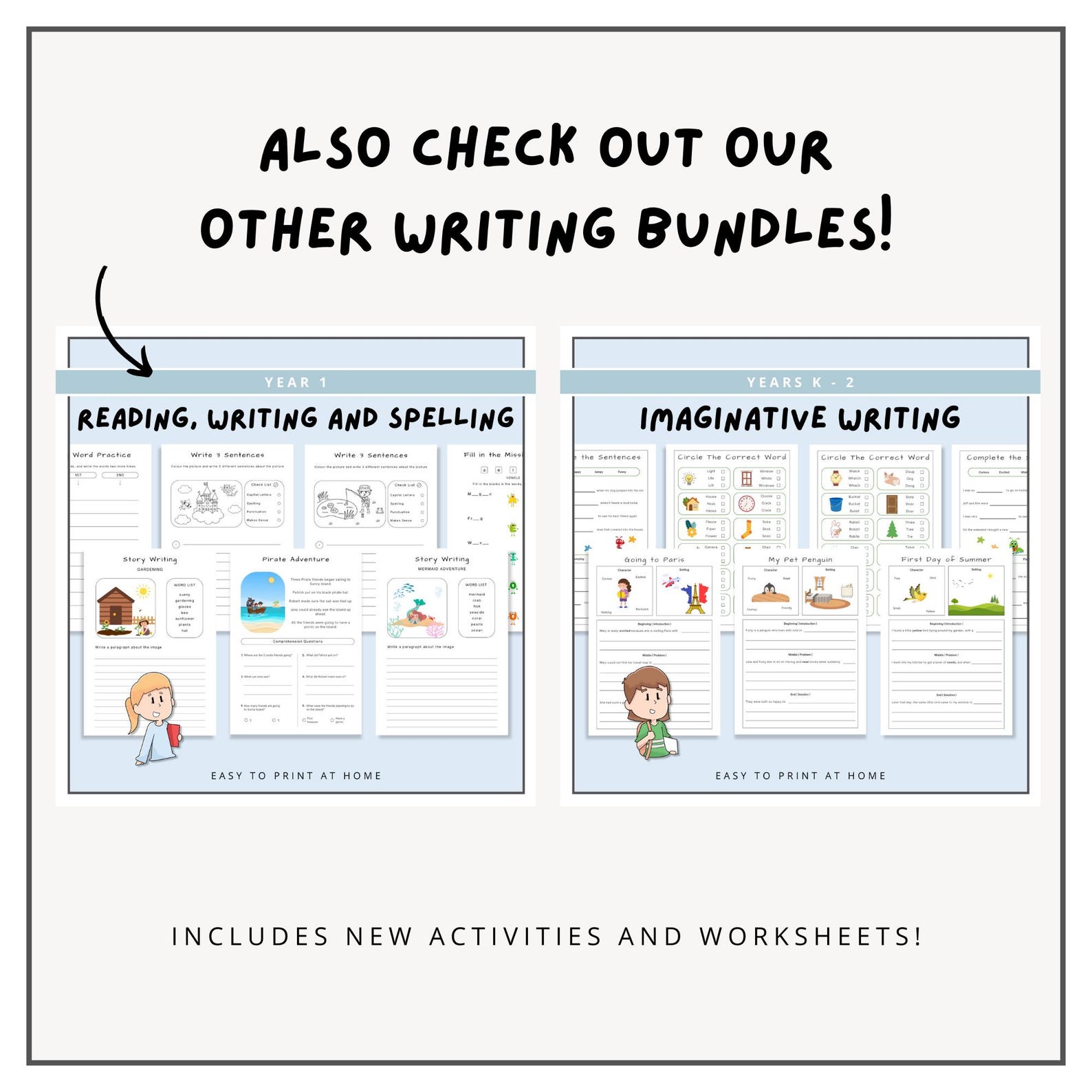 Kids Descriptive Writing Worksheets, Grade 1 Literacy Writing, Creative ...
