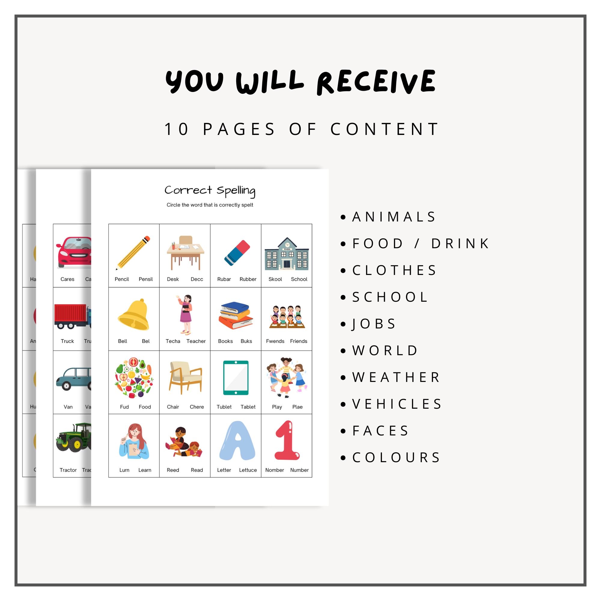 Circle the Correct Spelling, Printable Spelling Worksheets, English Pre ...