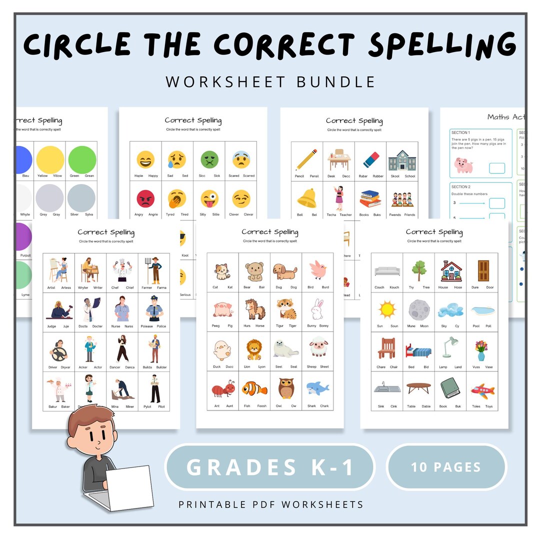 Circle the Correct Spelling, Printable Spelling Worksheets, English Pre ...
