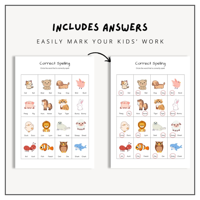 Circle the Correct Spelling, Printable Spelling Worksheets, English Pre ...