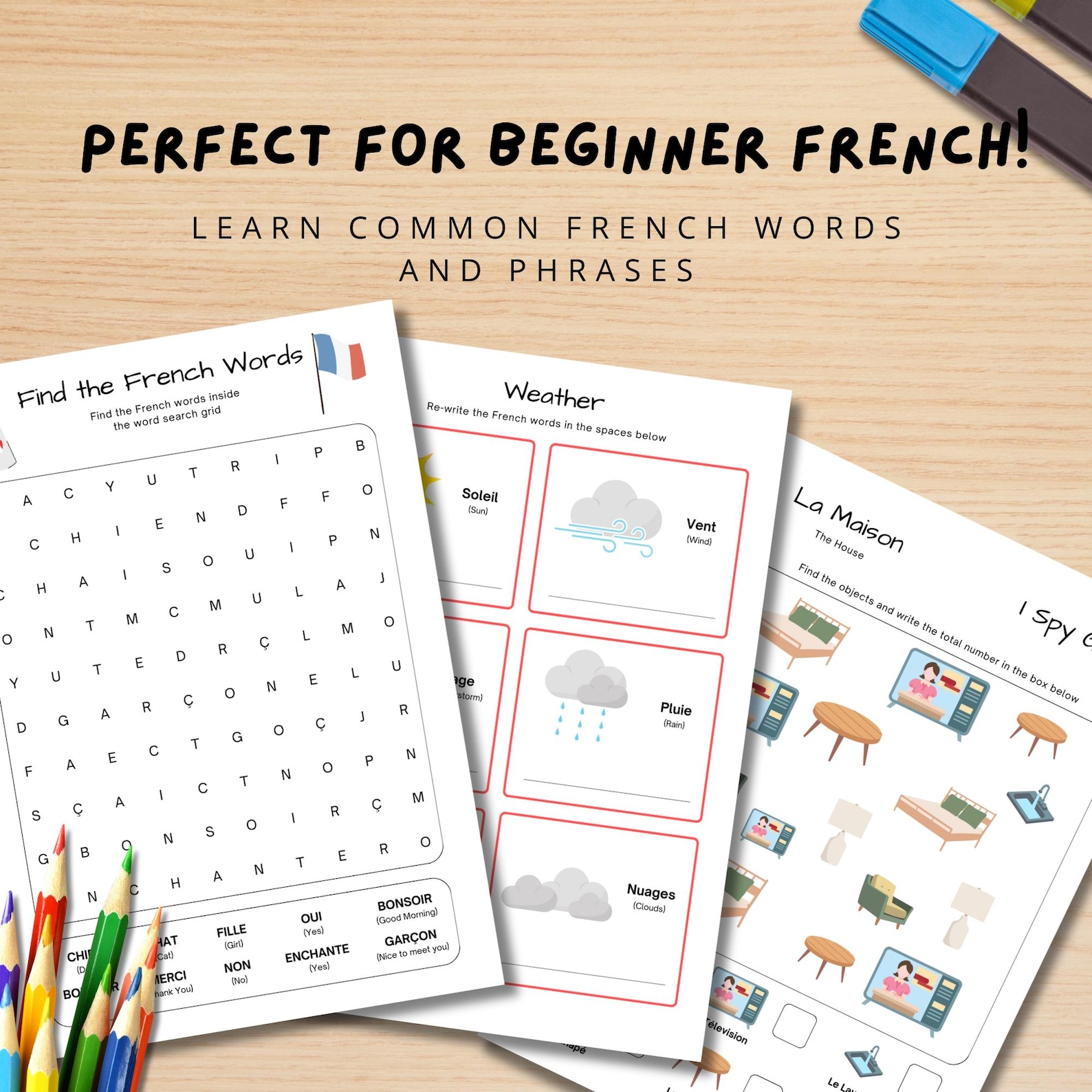 French Activities for Kids, Printable Kids Worksheets, French Printable ...