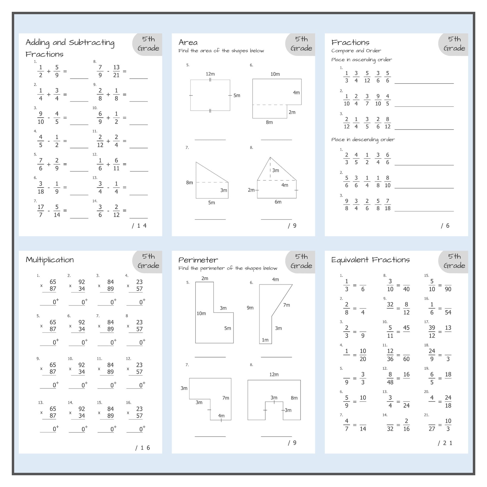 Year 5 Maths Revision Sheets, Simple Maths Problems, Printable Bundle ...