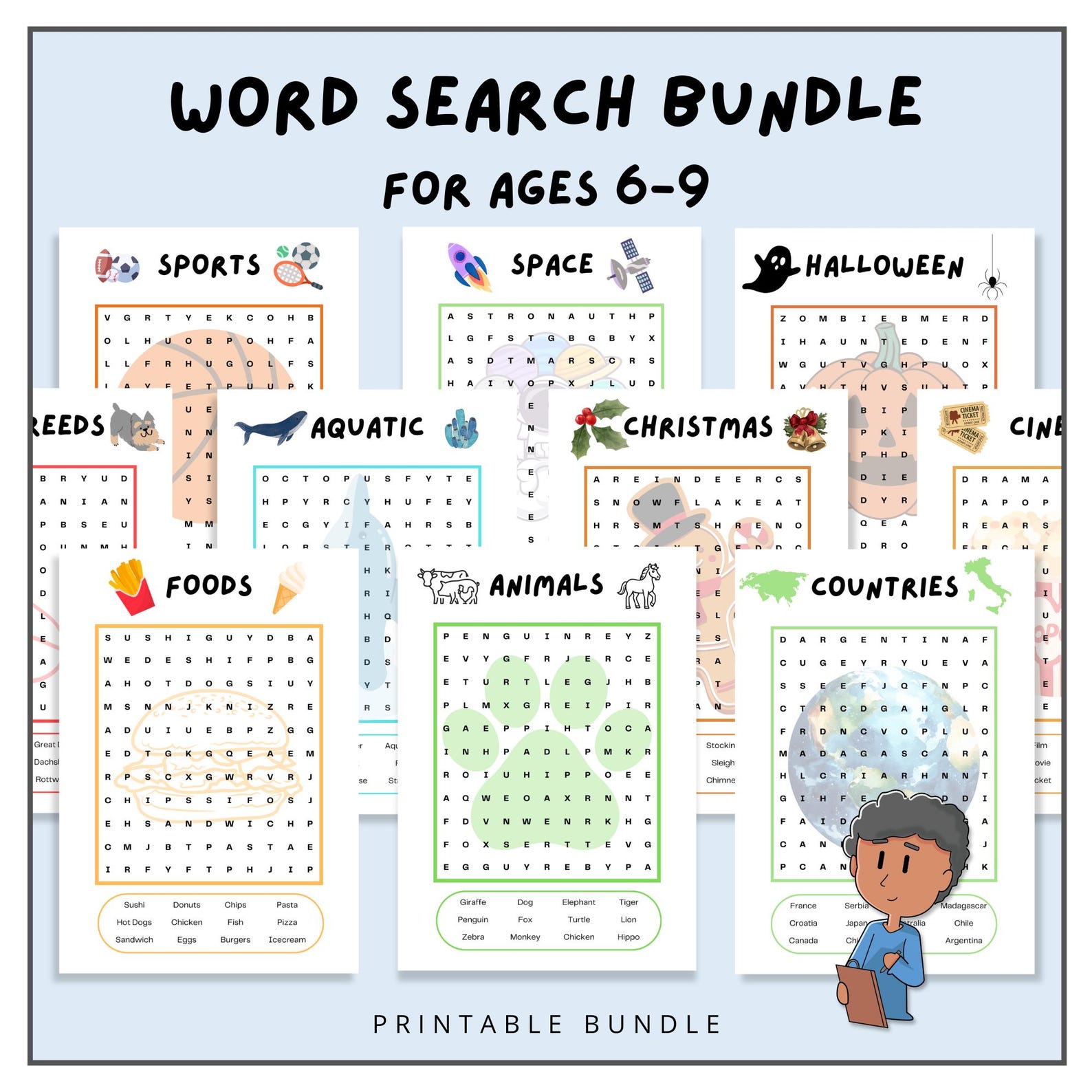 Kids Word Search Bundle, Printable Wordsearch Sheets, Printable ...