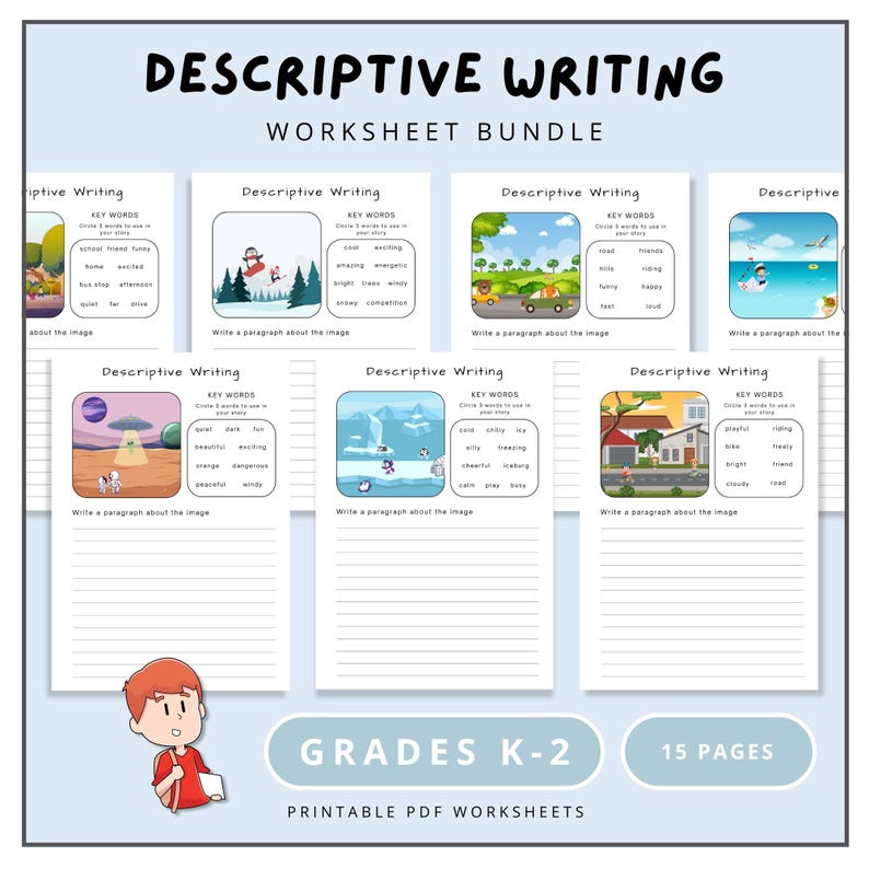 Kids Descriptive Writing Worksheets, Grade 1 Literacy Writing, Creative ...