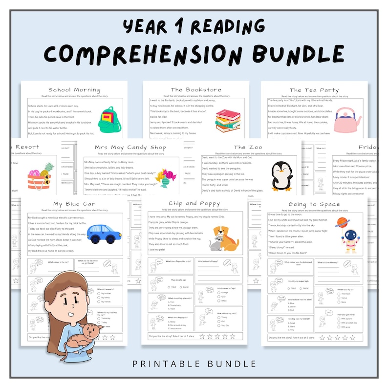 Year 1 Reading Comprehension Bundle, English Grade 1 Literacy ...