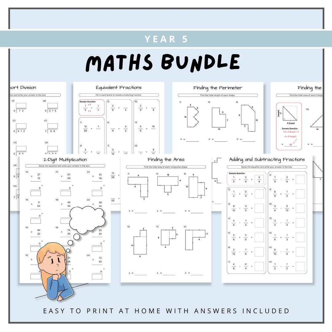 Year 5 Maths Bundle, 5th Grade Worksheets, Learning Maths ...