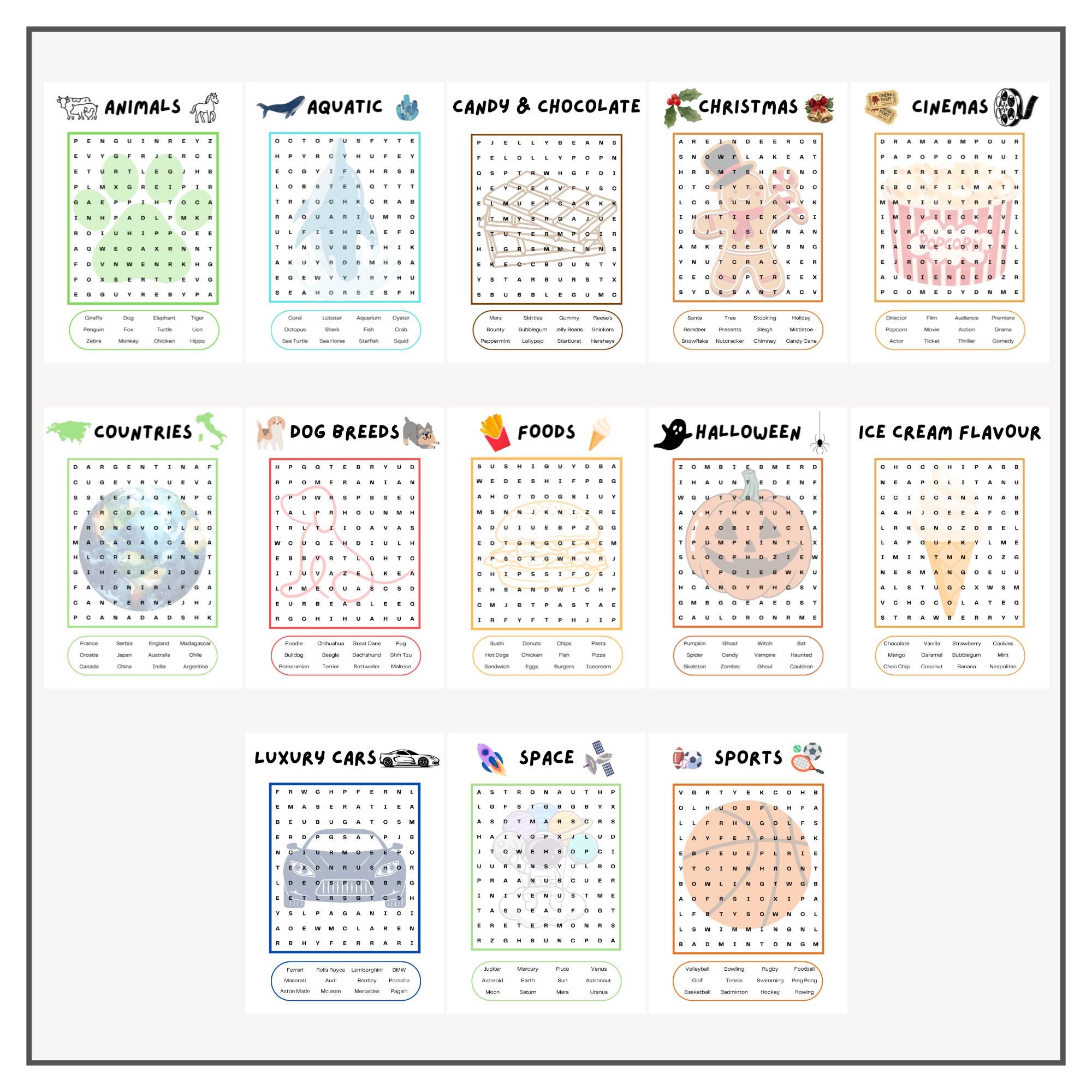 Kids Word Search Bundle, Printable Wordsearch Sheets, Printable ...