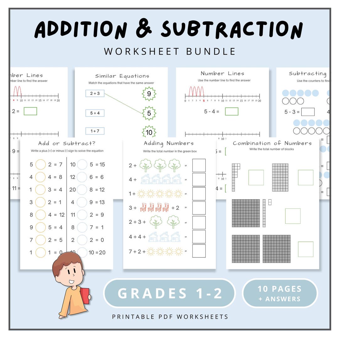 Year 1 Maths Worksheets, Addition & Subtraction Worksheets, Grade 1 ...