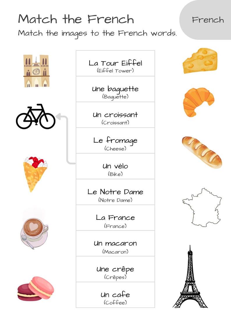 French Activities for Kids, Printable Kids Worksheets-french, French ...
