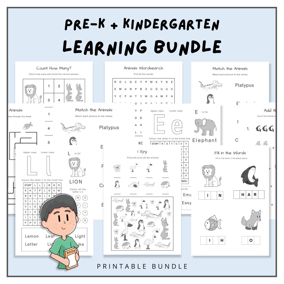 Pre-k Kindergarten Learning Bundle, Learning Maths, Writing and Reading ...