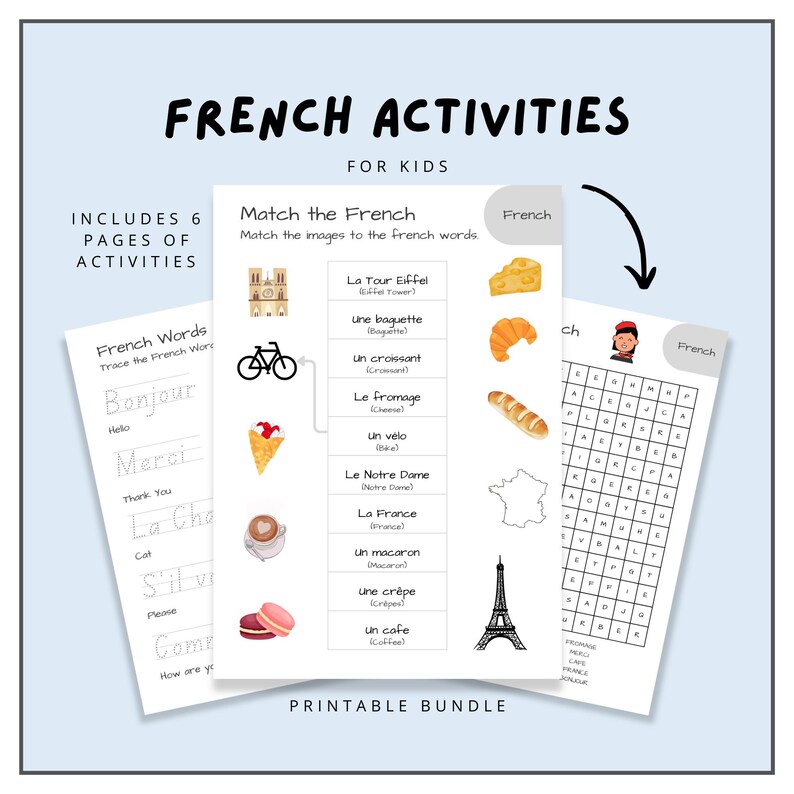 French Activities for Kids, Printable Kids Worksheets-french, French ...