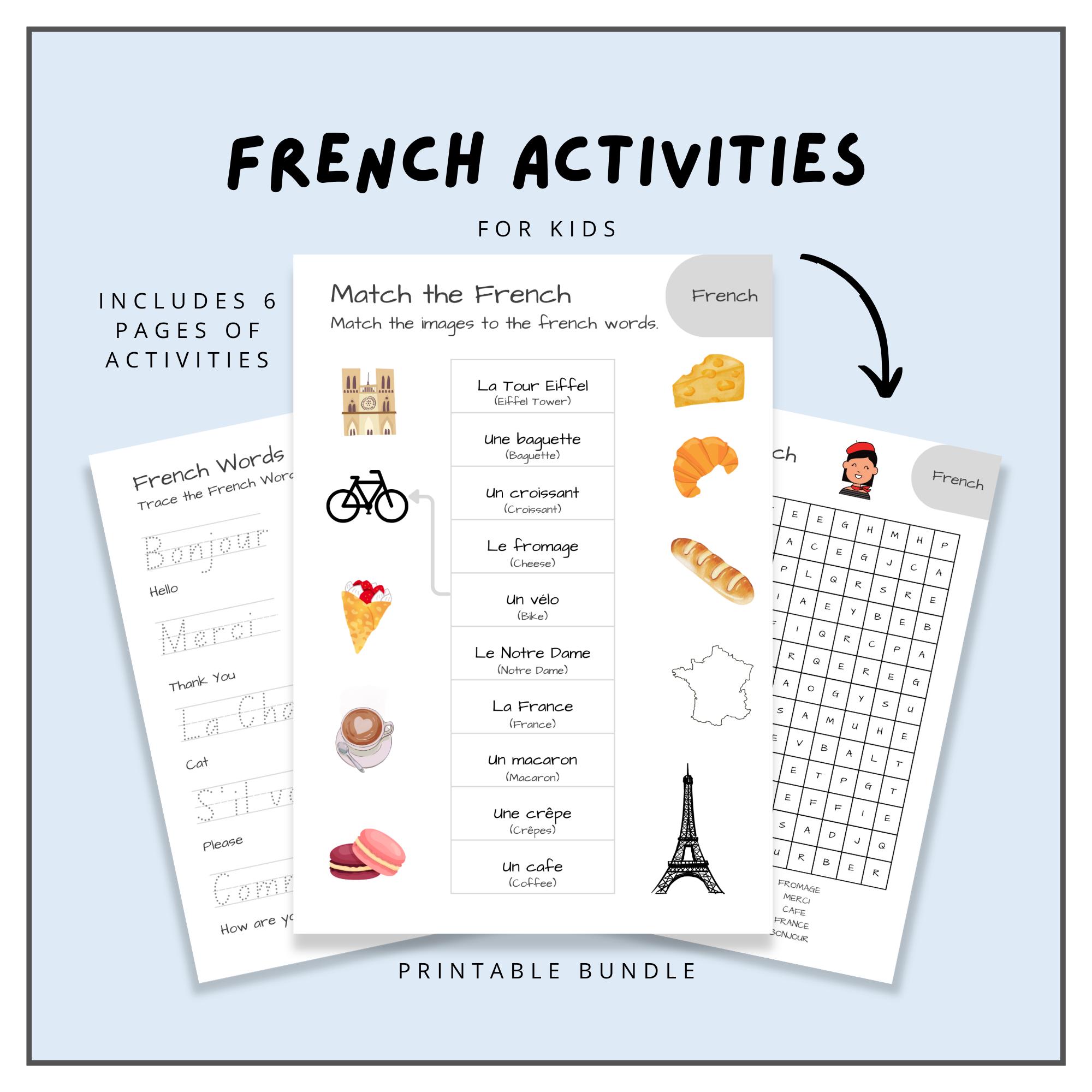 French Activities for Kids, Printable Kids Worksheets-french, French ...