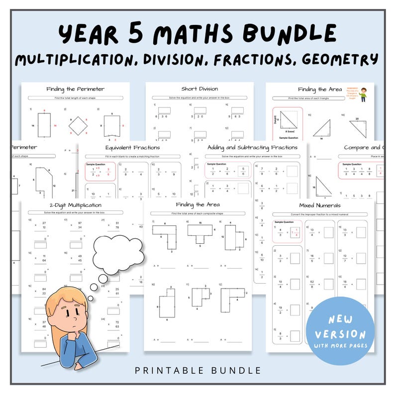 Year 5 Maths Bundle, Fifth Grade Worksheets, Learning Maths ...