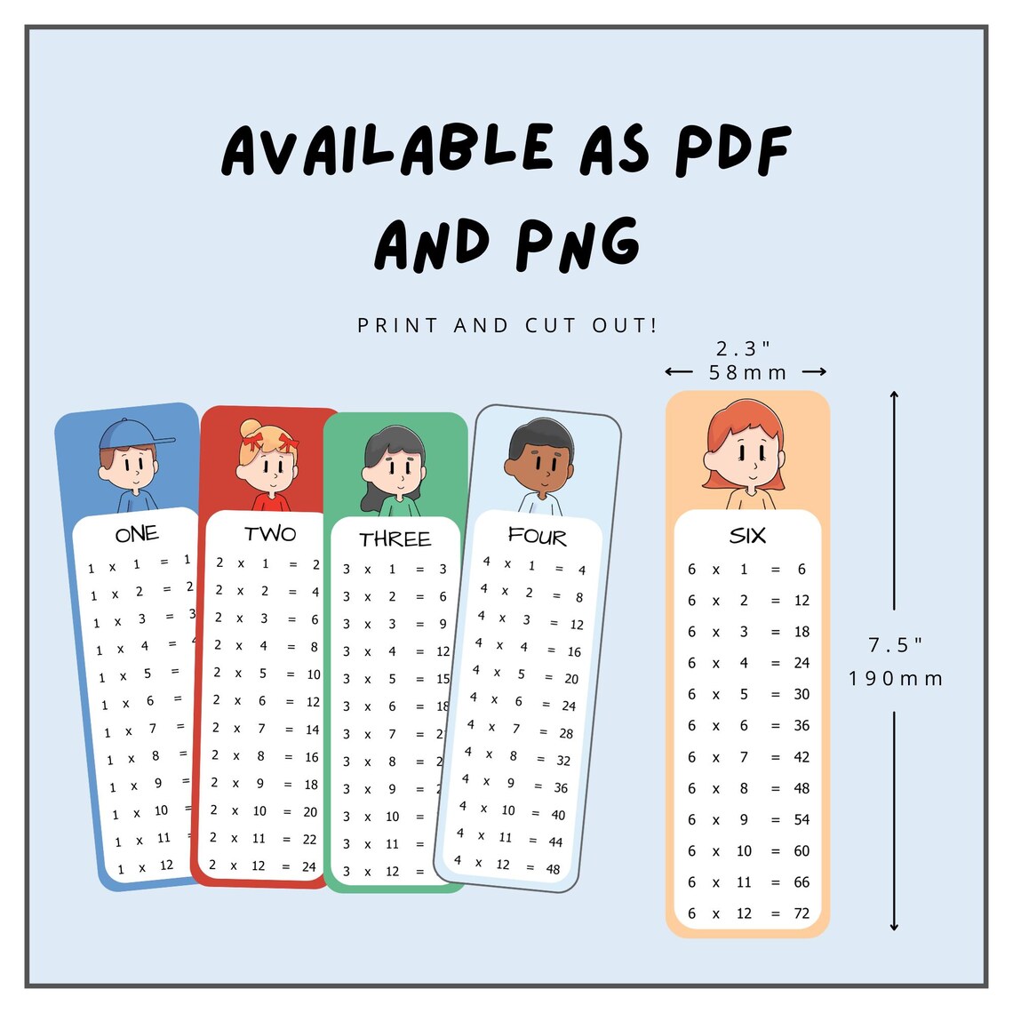 Kids Printable Time Table Cards, Multiplication Cards 1 to 12, Maths ...