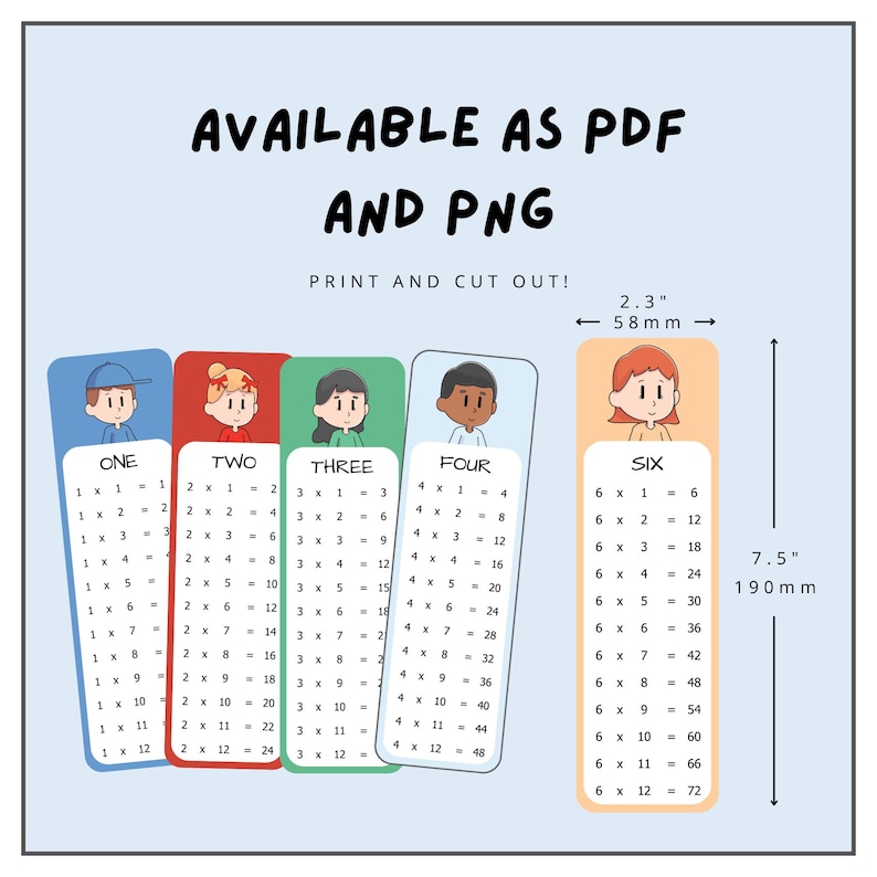 Kids Printable Time Table Cards, Multiplication Cards 1 to 12, Maths ...