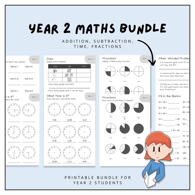 Year 2 Maths Bundle, Second Grade Worksheets, Maths Worksheet, Addition ...