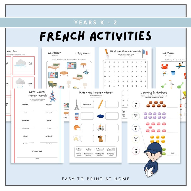 French Activities for Kids, Printable Kids Worksheets, French Printable ...