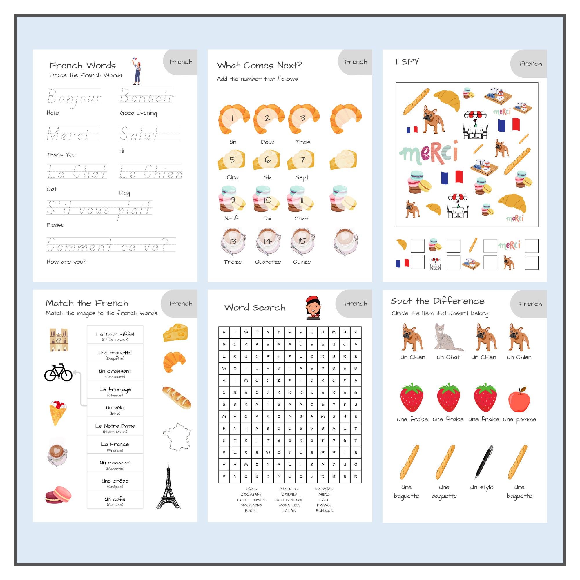 French Activities for Kids, Printable Kids Worksheets-french, French ...