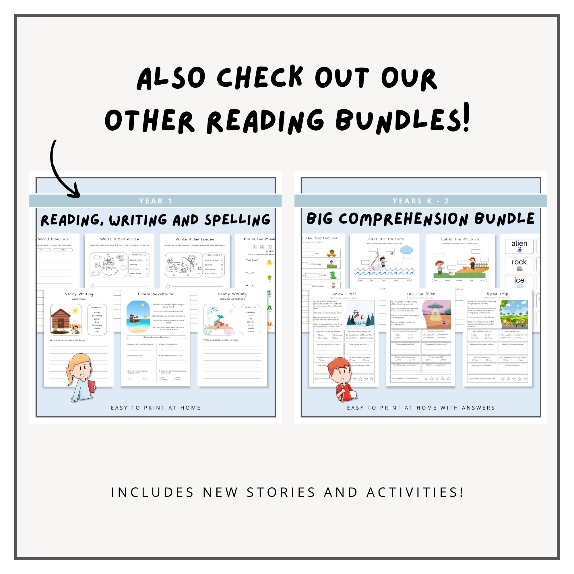Year 1 Reading Comprehension Bundle, English Grade 1 Literacy ...
