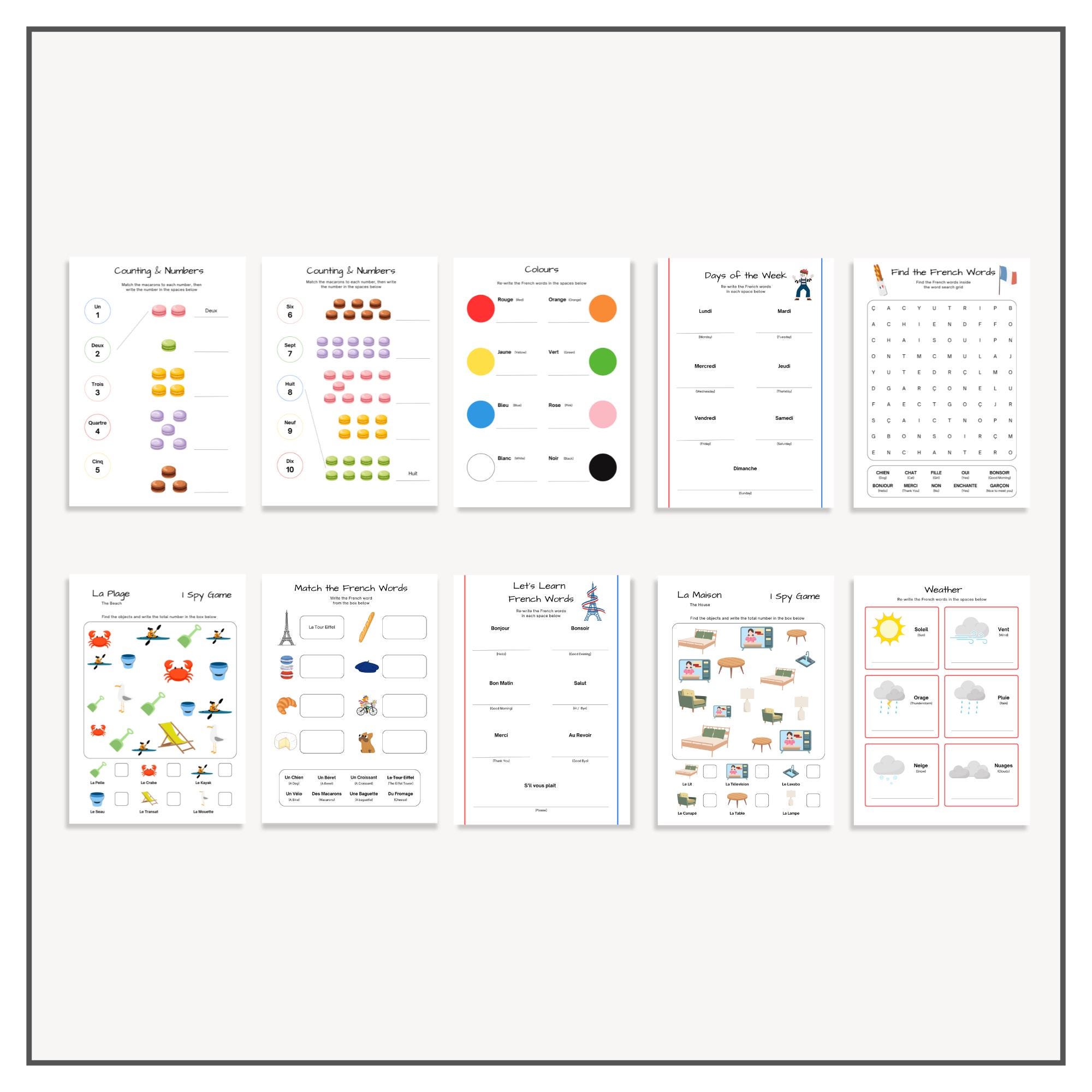 French Activities for Kids, Printable Kids Worksheets, French Printable ...
