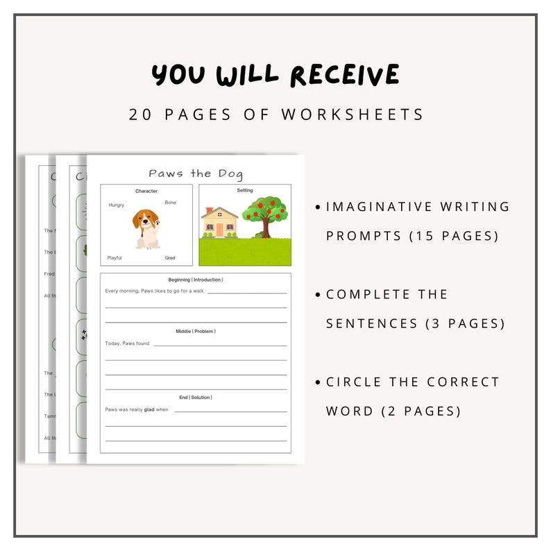 Imaginative Writing Bundle Worksheets, Grades K-2, Creative Writing ...