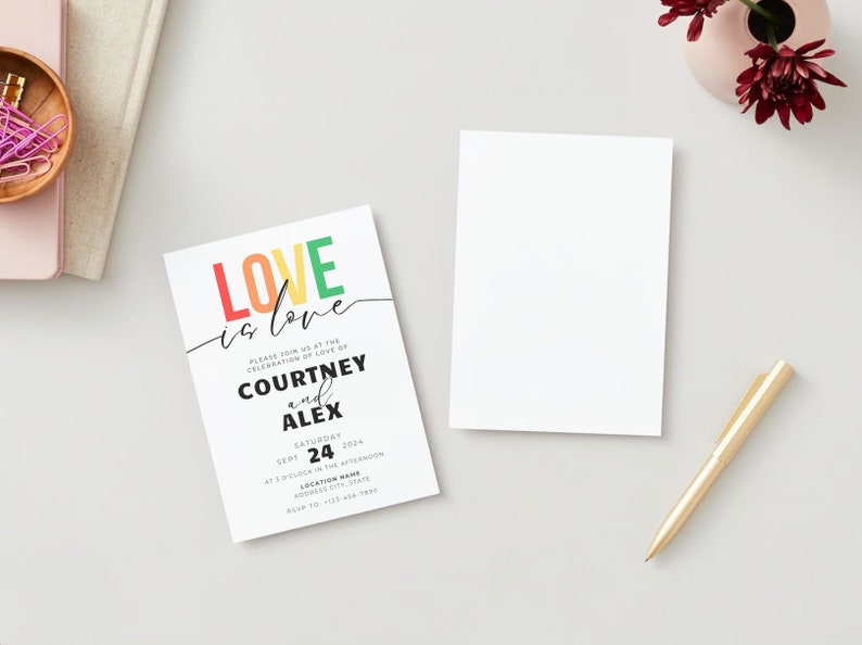 Love is Love LGBTQ+ Wedding Suite | Lesbian Gay Wedding Invitation ...
