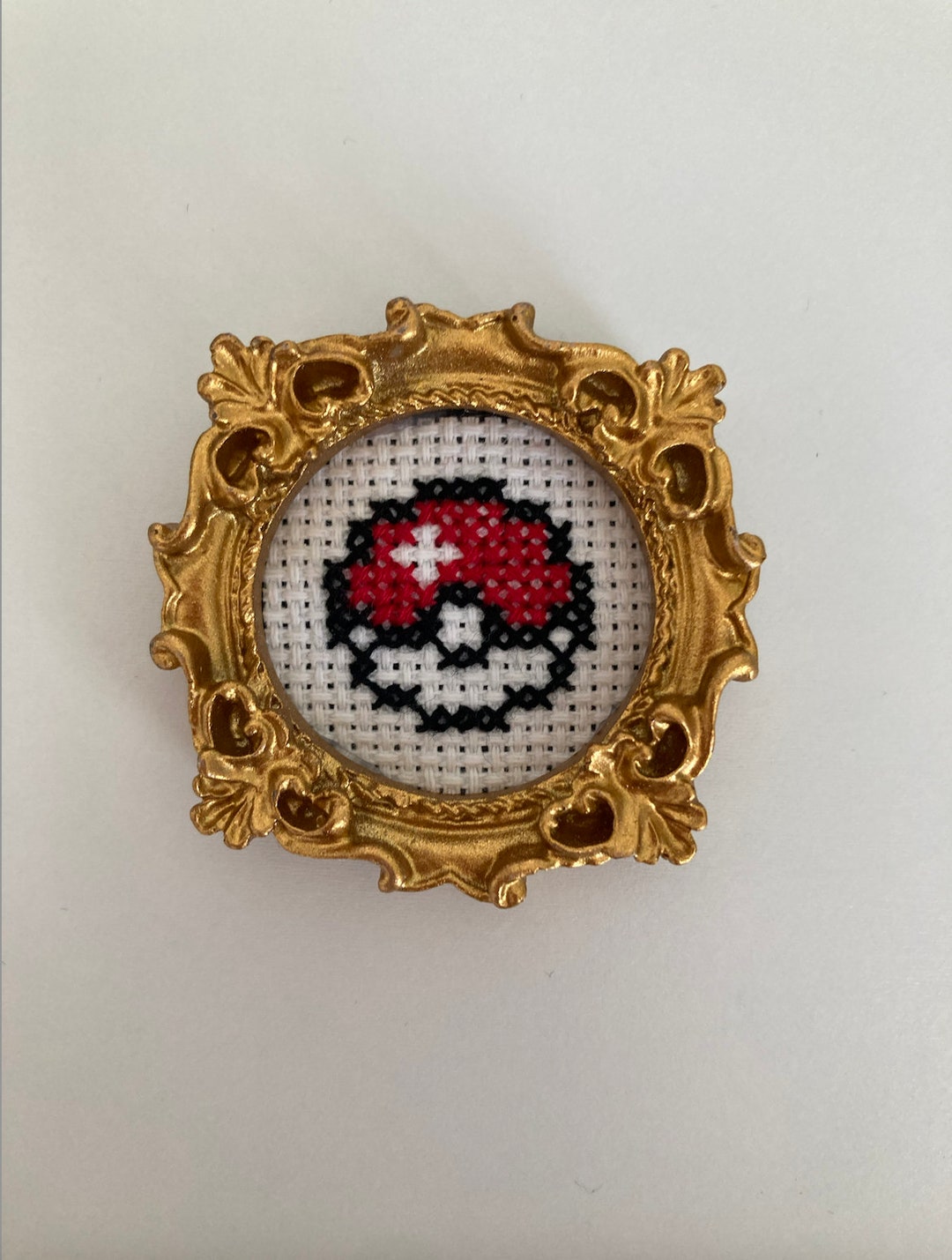 Pokeball Magnet | Framed Cross Stitch Magnet | Pokemon Inspired Fridge ...