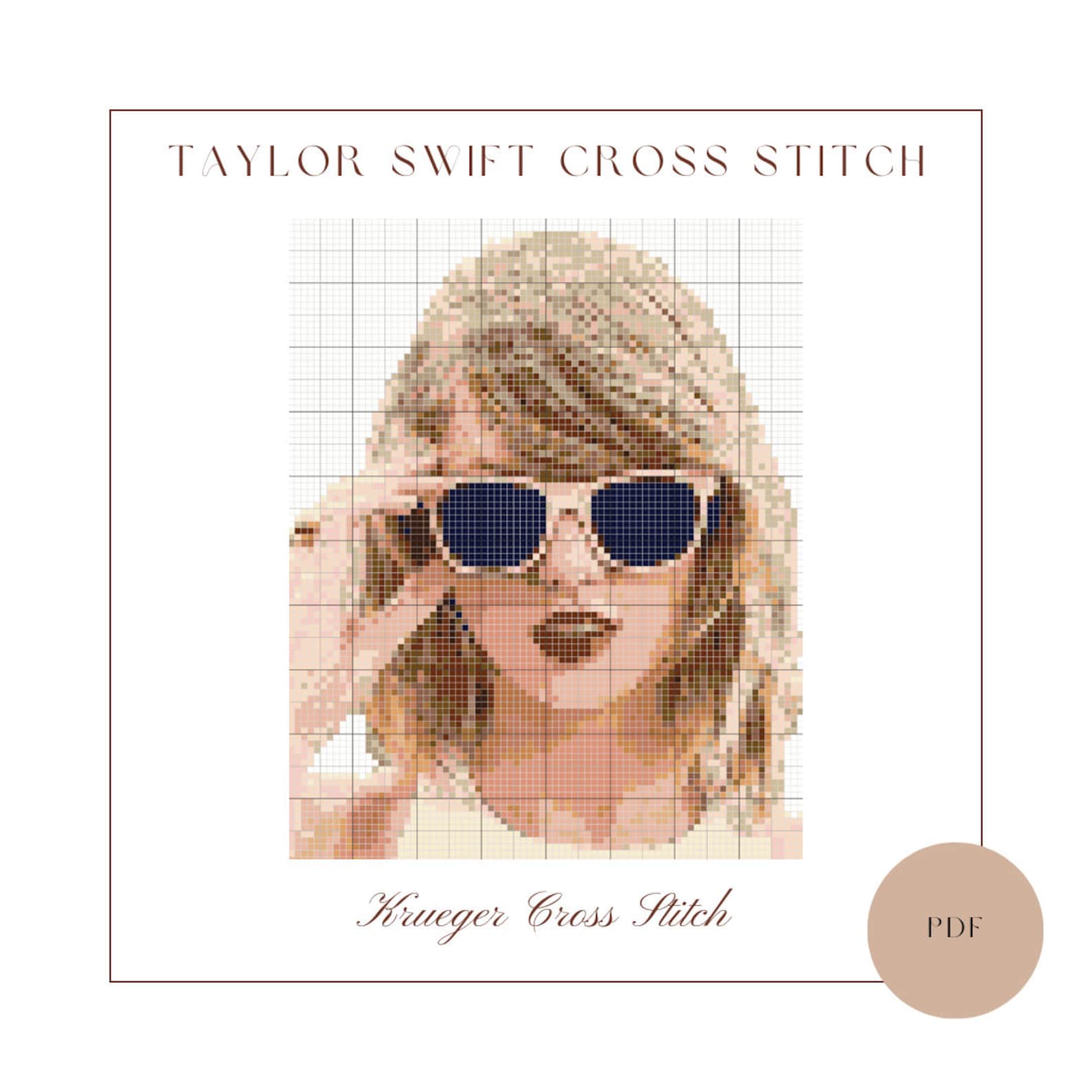 Taylor Swift Cross Stitch Pattern: Realistic Portrait (PDF Download) - Etsy