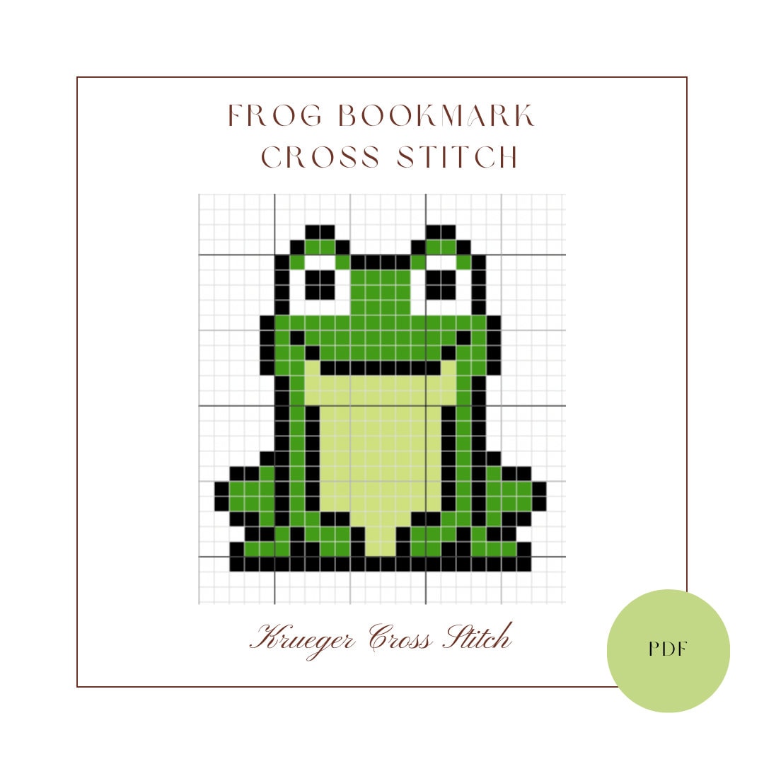 Frog Cross Stitch Pattern PDF | Frog Bookmark Cross Stitch Pattern ...