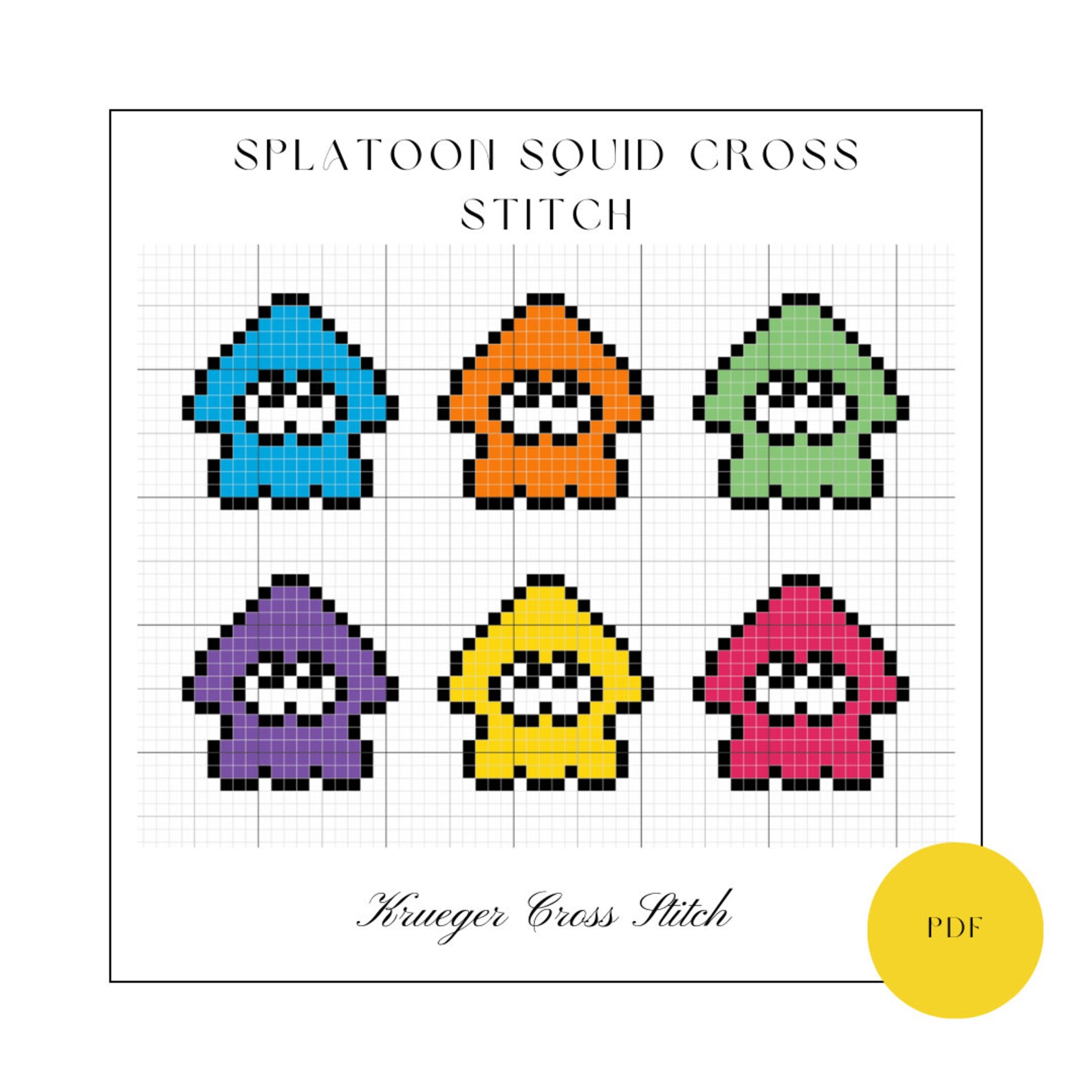 Splatoon Squid Cross Stitch Pattern: Beginner Easy Design (PDF) - Etsy