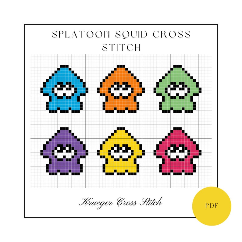 Splatoon Squid Cross Stitch Pattern: Beginner Easy Design (PDF) - Etsy