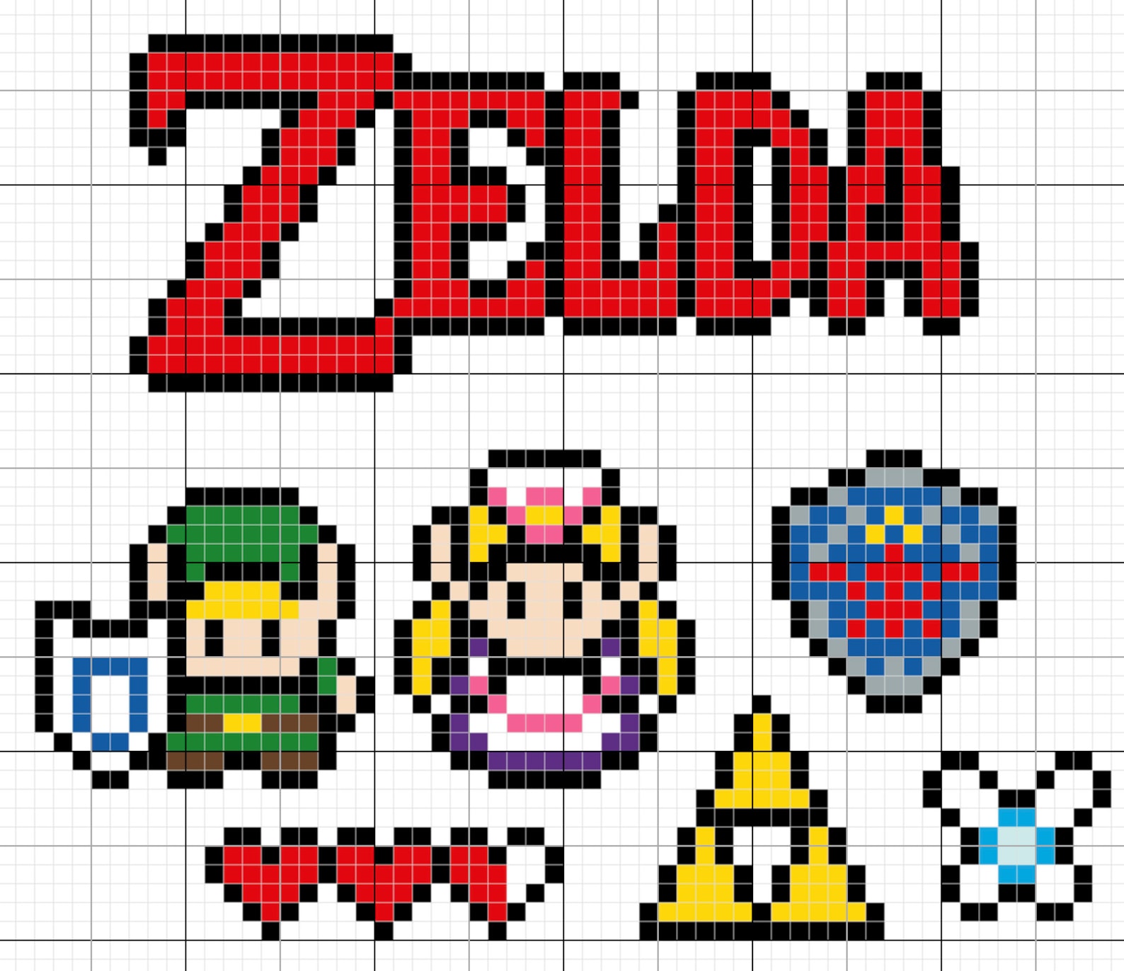 Legend of Zelda Mini Cross Stitch Pattern PDF | Beginner Tiny Cross ...