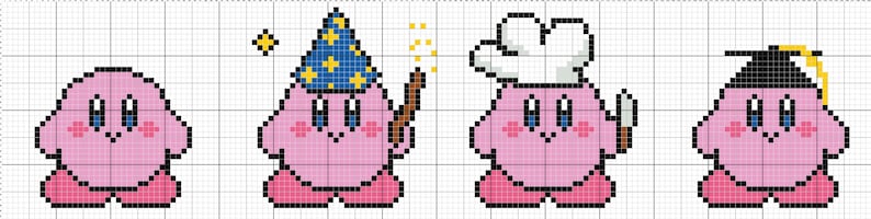 Kirby Cross Stitch Pattern: Chef, Wizard, Graduate (PDF Pattern) - Etsy