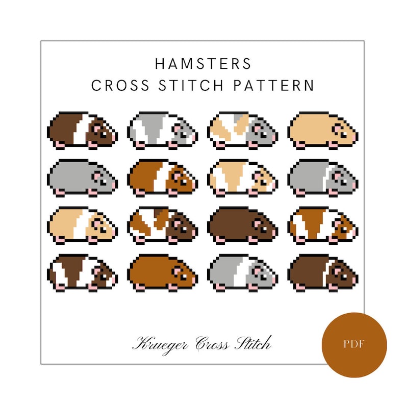 Hamster Cross Stitch Pattern | Cute Cozy Animal Cross Stitch Pattern ...