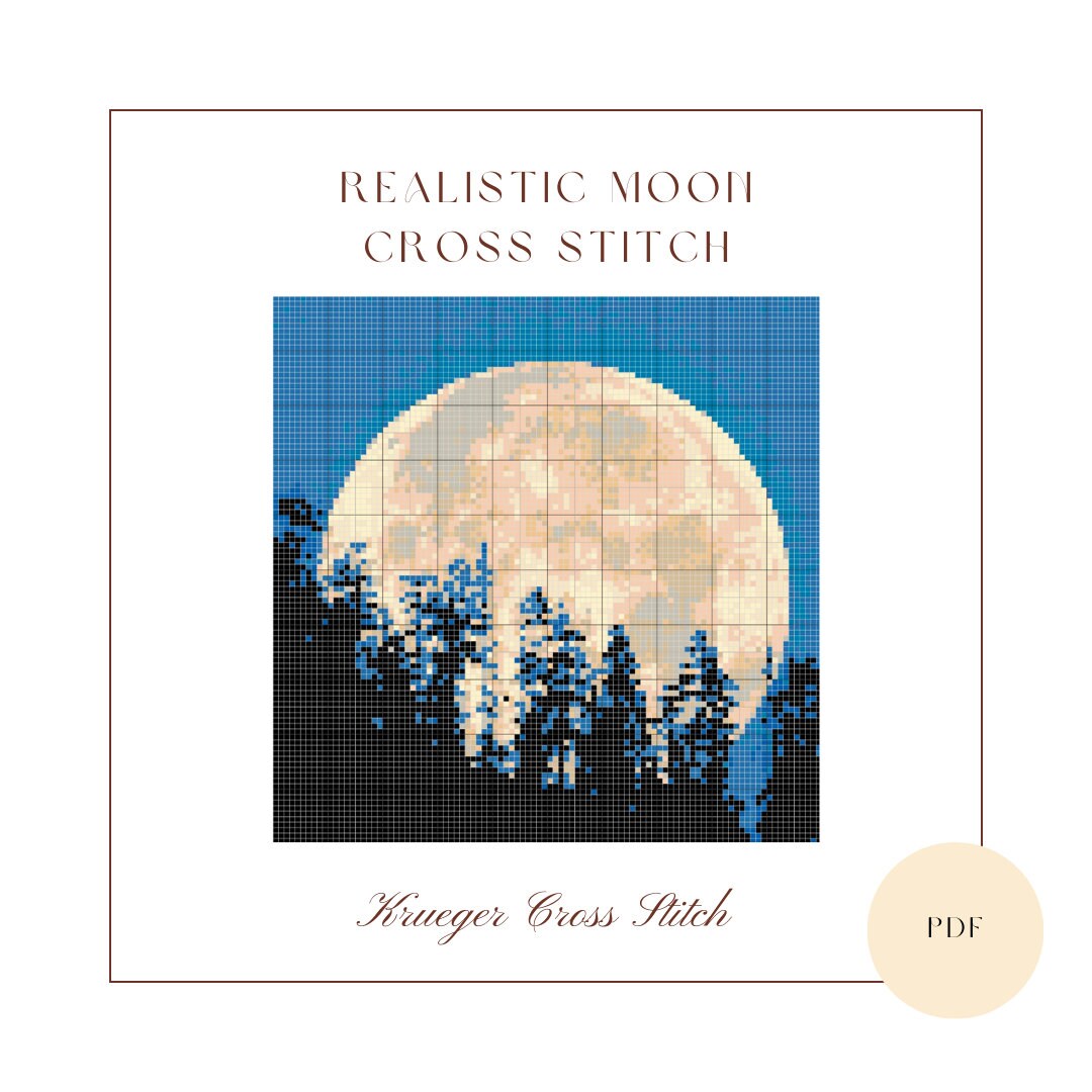 Moon Cross Stitch Pattern PDF Realistic Moon Cross Stitch - Etsy