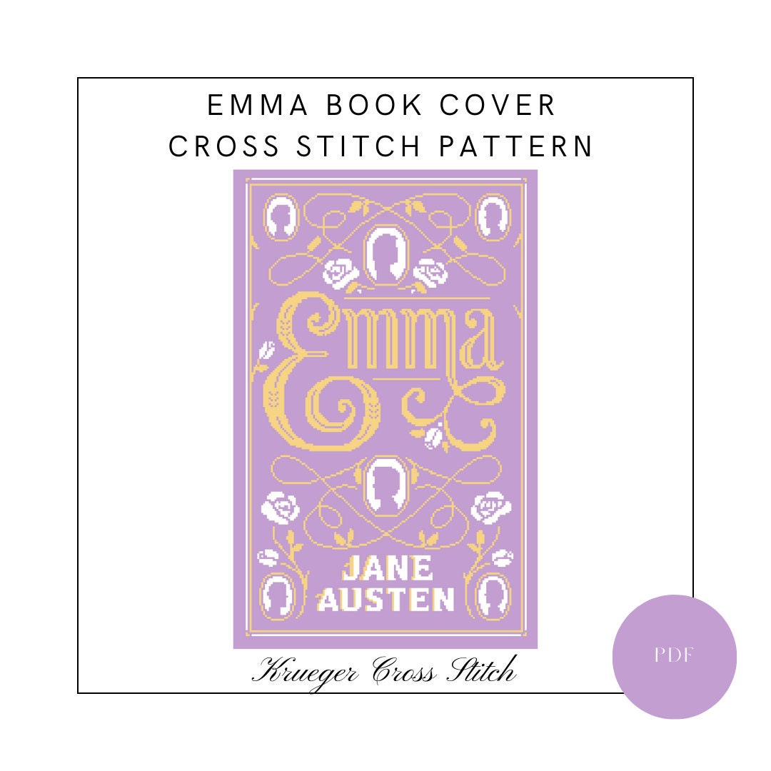 Emma Book Cover Cross Stitch Pattern PDF | Jane Austen Cross Stitch ...