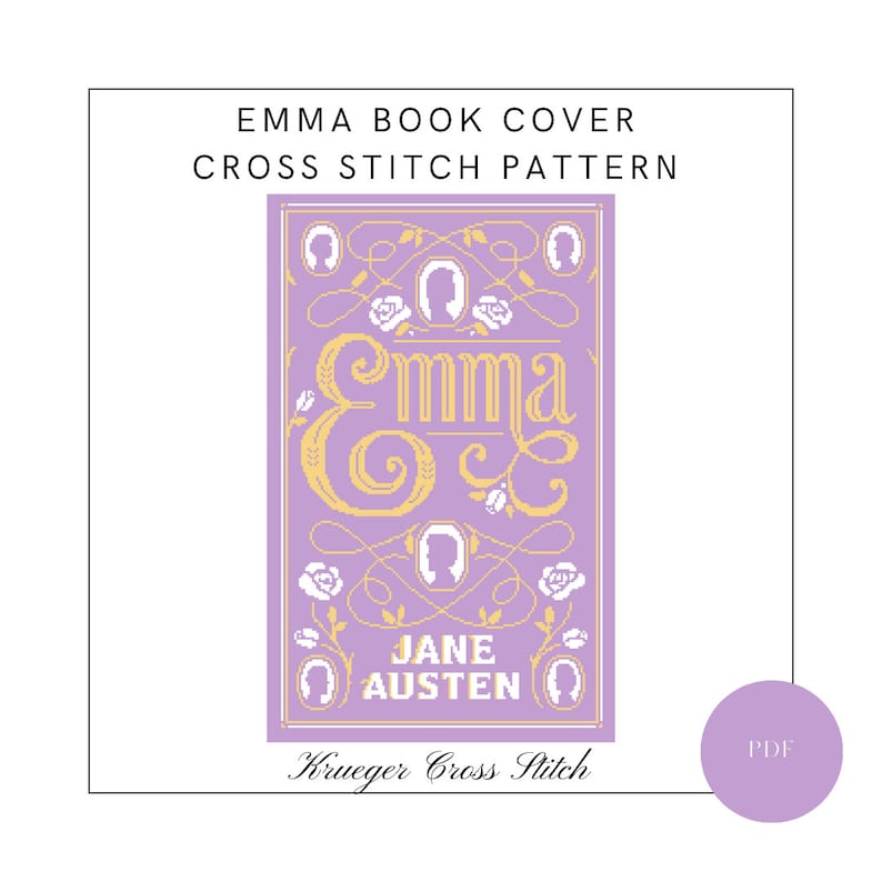 Emma Book Cover Cross Stitch Pattern PDF | Jane Austen Cross Stitch ...