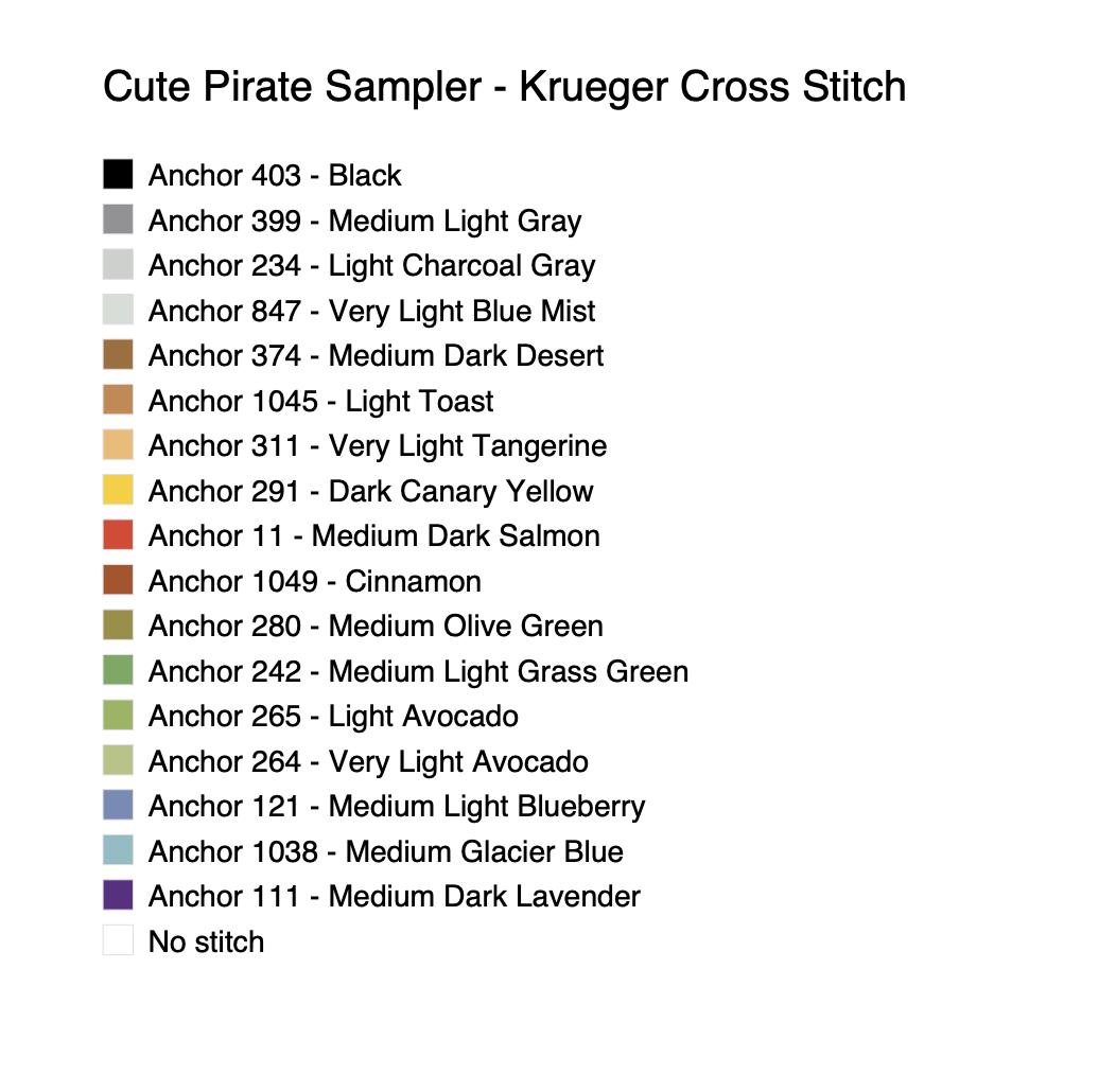 Easy Pirate Cross Stitch Pattern PDF Sampler | Mermaid Cross Stitch ...