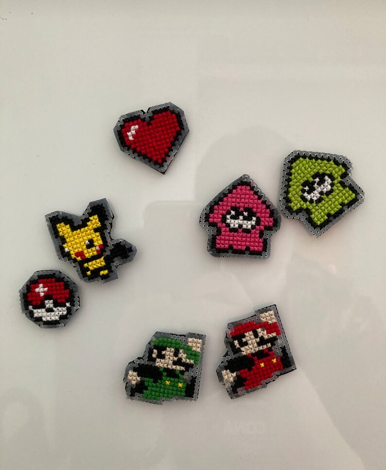 Mario and Luigi Magnets Retro Pixel Art Magnets Cute Matching Video ...