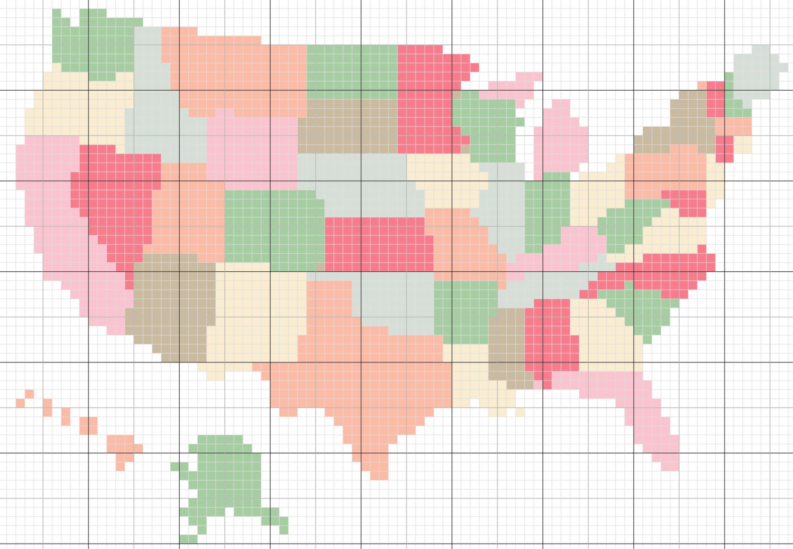 United States Map Cross Stitch Pattern PDF Download | Simple US Map ...