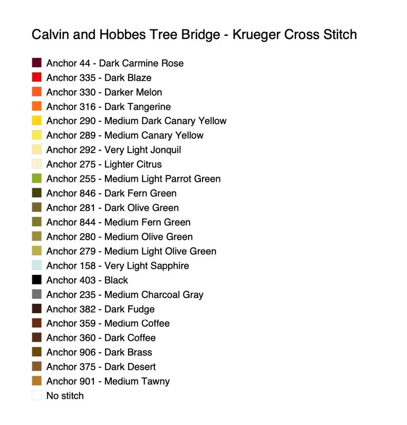 Calvin and Hobbes Cross Stitch Pattern PDF | Calvin & Hobbes Tree ...