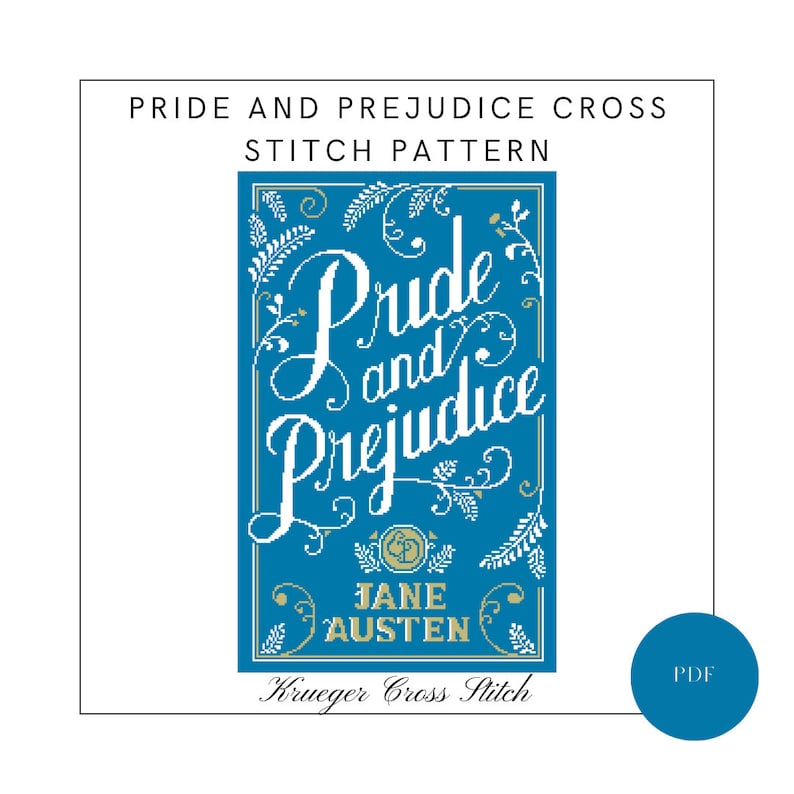 Pride and Prejudice Book Cover Cross Stitch Pattern PDF | Jane Austen ...
