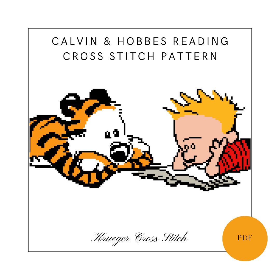 Calvin and Hobbes Cross Stitch Pattern PDF | Calvin and Hobbes Reading ...