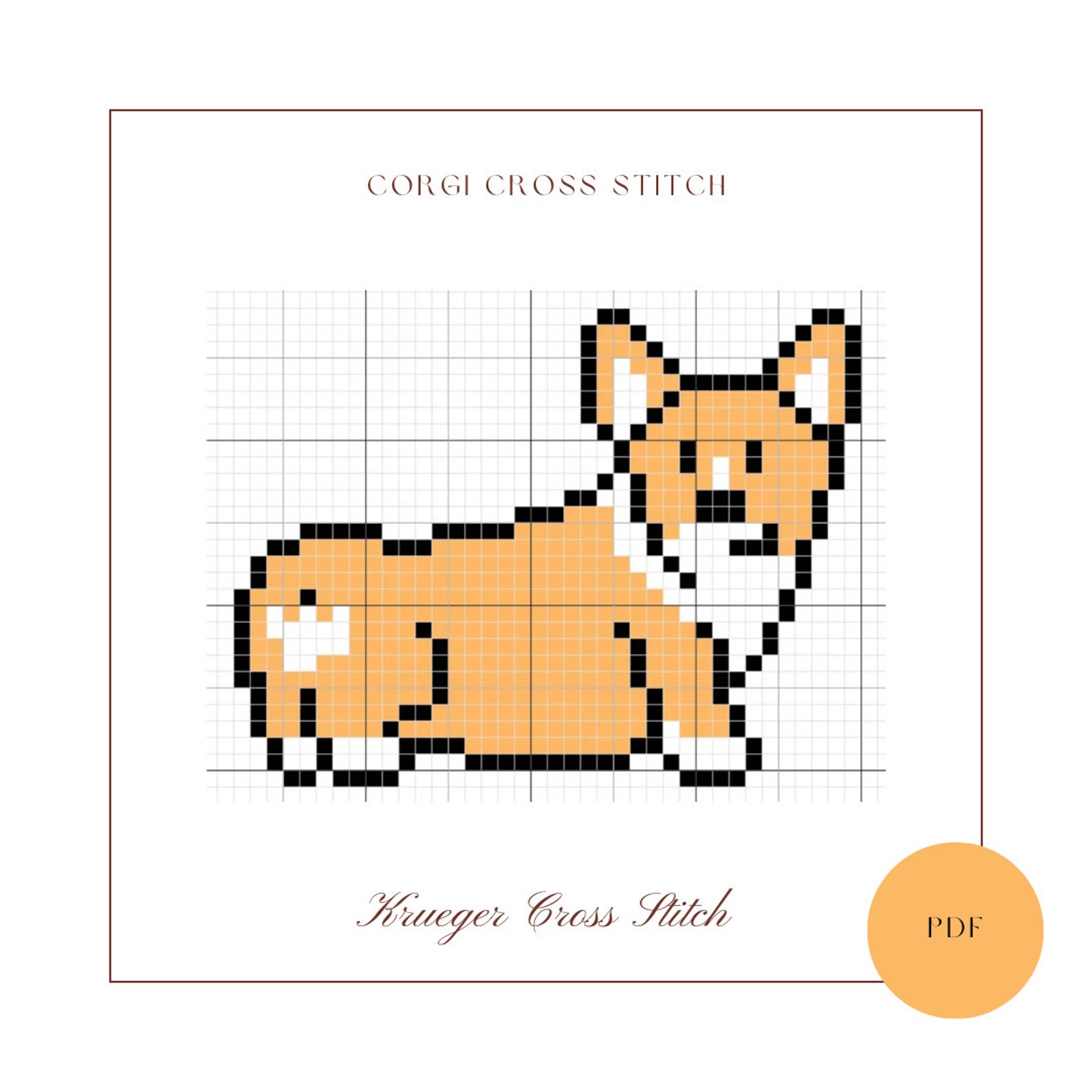Small Corgi Cross Stitch Pattern: Easy Beginner Project (PDF Pattern ...