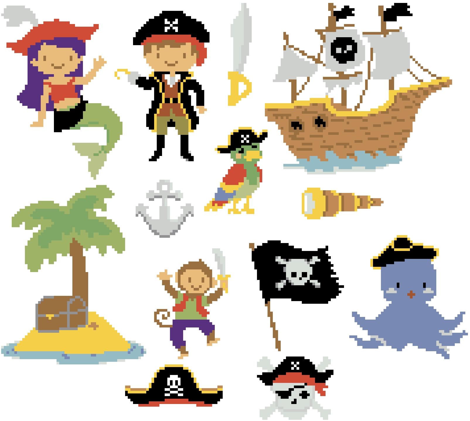 Easy Pirate Cross Stitch Pattern PDF Sampler | Mermaid Cross Stitch ...