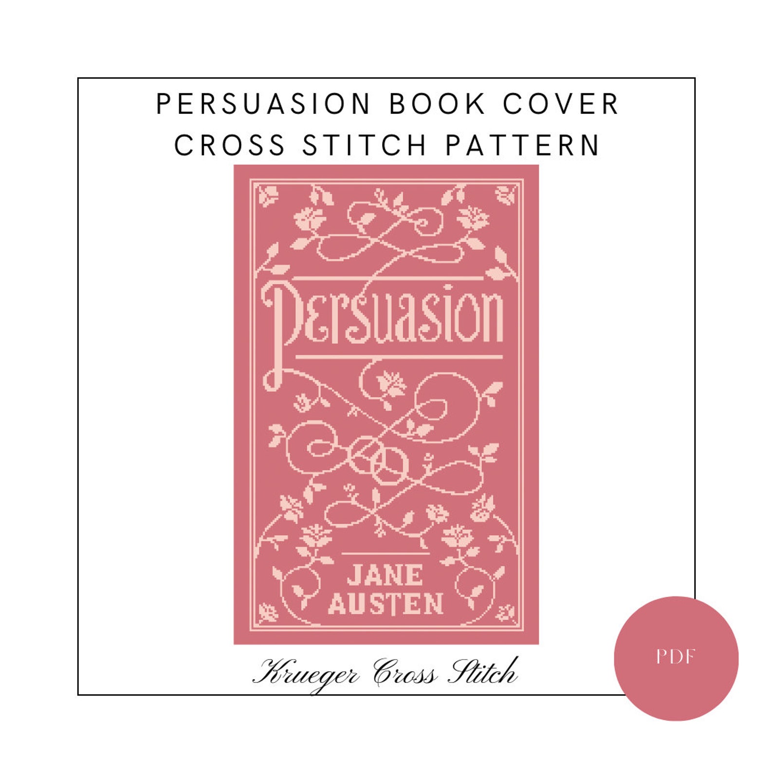 Persuasion Book Cover Cross Stitch Pattern PDF Jane Austen Cross Stitch ...